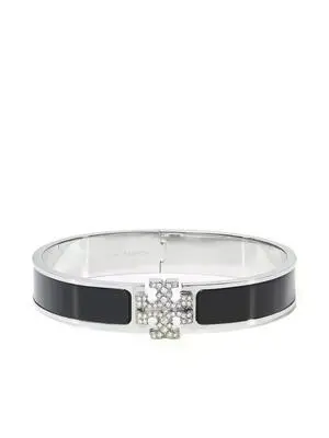 Tory Burch Enamel And Crystal Embellished Icon Bracelet - Silver