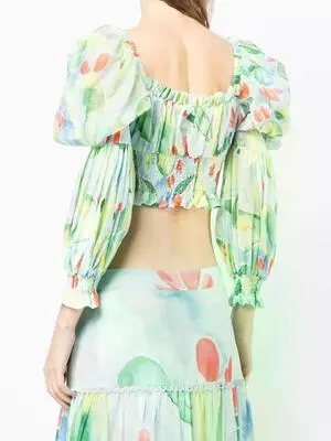 Charo Ruiz Ibiza Cropped Blouse With Graphic Print
