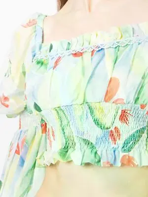 Charo Ruiz Ibiza Cropped Blouse With Graphic Print