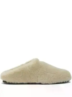 Prada Fur Flat Mules - Neutrals