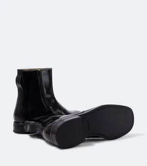 LEMAIRE Square Toe Leather Ankle Boots