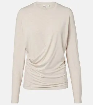 Vince Jersey Top With Drape Detail - Beige