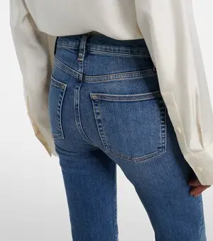 FRAME Icon Long Mid-rise Flared Jeans - Blue