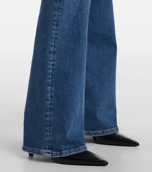 FRAME Icon Long Mid-rise Flared Jeans - Blue