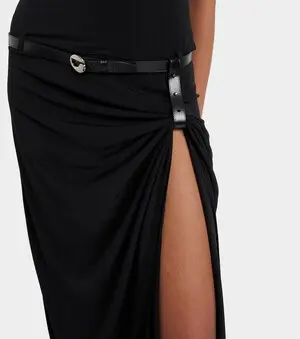 Coperni Belted Asymmetric Draped Halterneck Maxi Dress