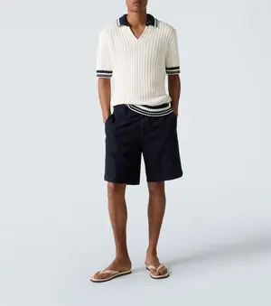 Orlebar Brown Swift Crochet Striped Cotton Polo Shirt