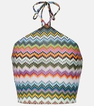 Missoni Zigzag Halterneck Lame Crop Top - Multicoloured