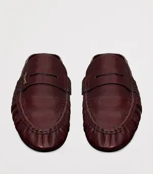 Saint Laurent Eel Leather Loafers - Burgundy