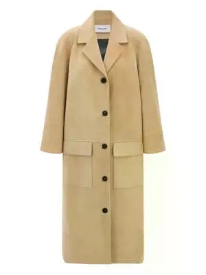 FERRAGAMO Suede Single-breasted Coat - Neutrals