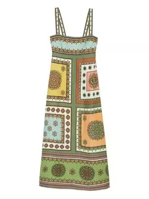 ALEMAIS Alemas Contina Square-neck Midi Dress - Green