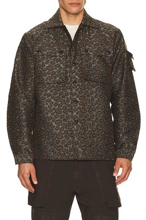 BEAMS Mil Camo Jacquard Shirt Jacket - Brown