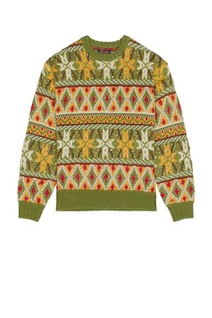 BEAMS Crew Fair Isle Pattern 3g Sweater
