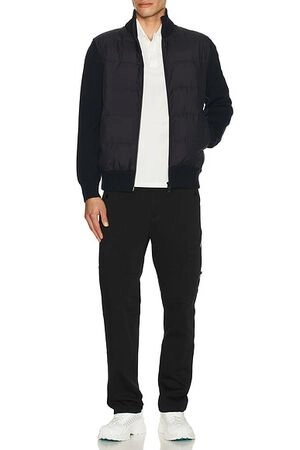 Moncler Zip Up Cardigan With Padded Ripstop And Knit Sleeves