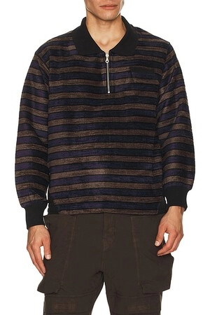 LE PERE Teddy Polo Jumper With Striped Pattern