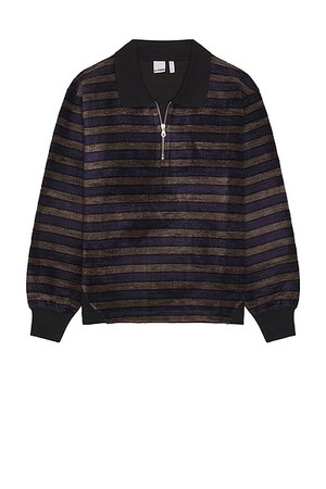 LE PERE Teddy Polo Jumper With Striped Pattern