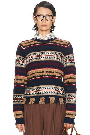Guest In Residence Western Stripe Crew Sweater - Midnight Combo