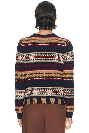 Guest In Residence Western Stripe Crew Sweater - Midnight Combo