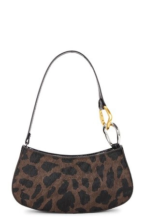 Staud Staud Ollie Leopard Print Calf Hair Shoulder Bag Leopard