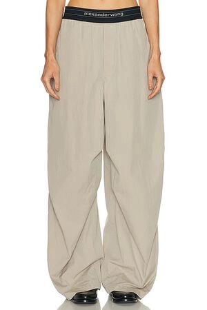 Alexander Wang Mid Rise Pleated Knee Pant - Stone