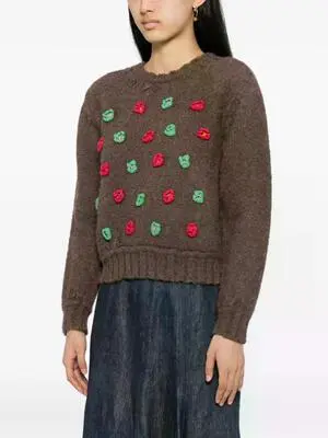 PHIPPS Crew Neck Jumper With Poppy Embroidery