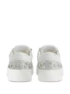 GIUSEPPE ZANOTTI Embellished Leather Sneakers - White