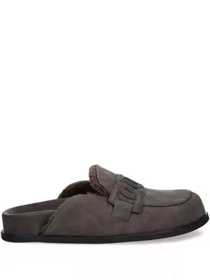 TWINSET Logo Embellished Flat Mules - Grey