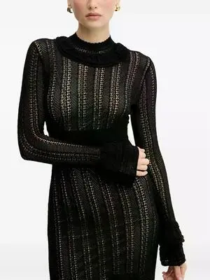 TWINSET Knitted Ruffled Maxi Dress - Black