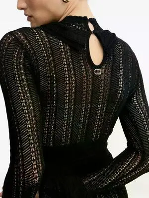 TWINSET Knitted Ruffled Maxi Dress - Black
