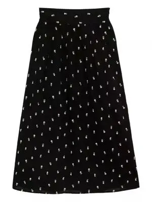 TO B. BY AGNÈS B. Floral-embroidered Midi Skirt
