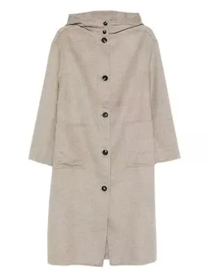 Liviana Conti Hooded Button Coat - Neutrals