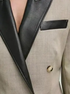 Nanushka Pacey Leather-trimmed Double-breasted Blazer