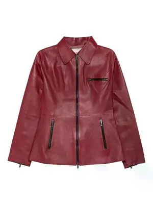 Iceberg Leather Zip Jacket - Red