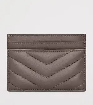 Saint Laurent Leather Cassandre Card Holder - Grey