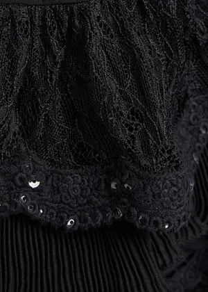 Alice + Olivia Delaina Ruffled Mesh Top