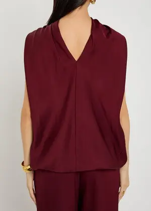 Simkhai Scarlett Cape-effect Satin Top - Red
