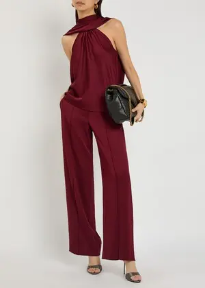Simkhai Scarlett Cape-effect Satin Top - Red
