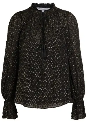 Veronica Beard Maxime Fil Coupé Chiffon Blouse - Black