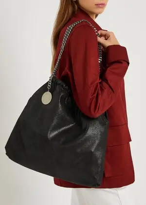 Stella McCartney Falabella Drawstring Faux Suede Tote - Black