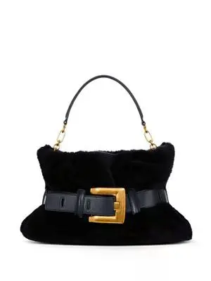 Balmain Medium Anthem Shearling Shoulder Bag