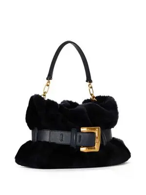 Balmain Medium Anthem Shearling Shoulder Bag