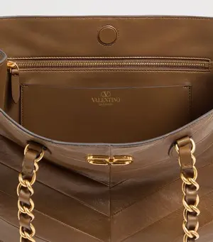 Valentino Garavani Leather Laseine Tote Bag - Brown