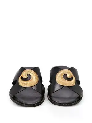 KOTRIS SANDALS Leather Cross-strap Sandals - Black