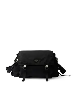 Prada Re-nylon And Leather Messenger Bag - Black
