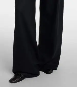 THE ROW Gala Virgin Wool Flannel Wide-leg Trousers - Black