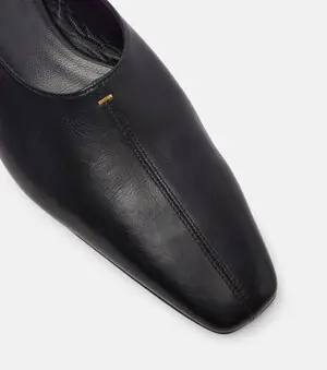 Khaite Celia Leather Slingback Flats - Black