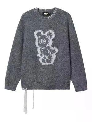 MINI CREAM Graphic Bear Knit Sweater - Grey
