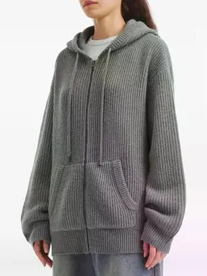 TOUT A COUP Zip-fastening Ribbed Knit Hoodie