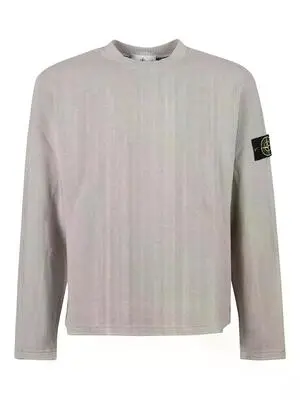 Stone Island Logo Patch Ribbed Knit Sweater - Grey