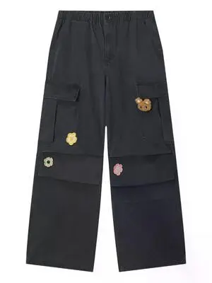 MINI CREAM Flower-appliqué Cargo Trousers