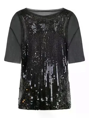 Alberta Ferretti Sequin Embellished Short Sleeve Shirt